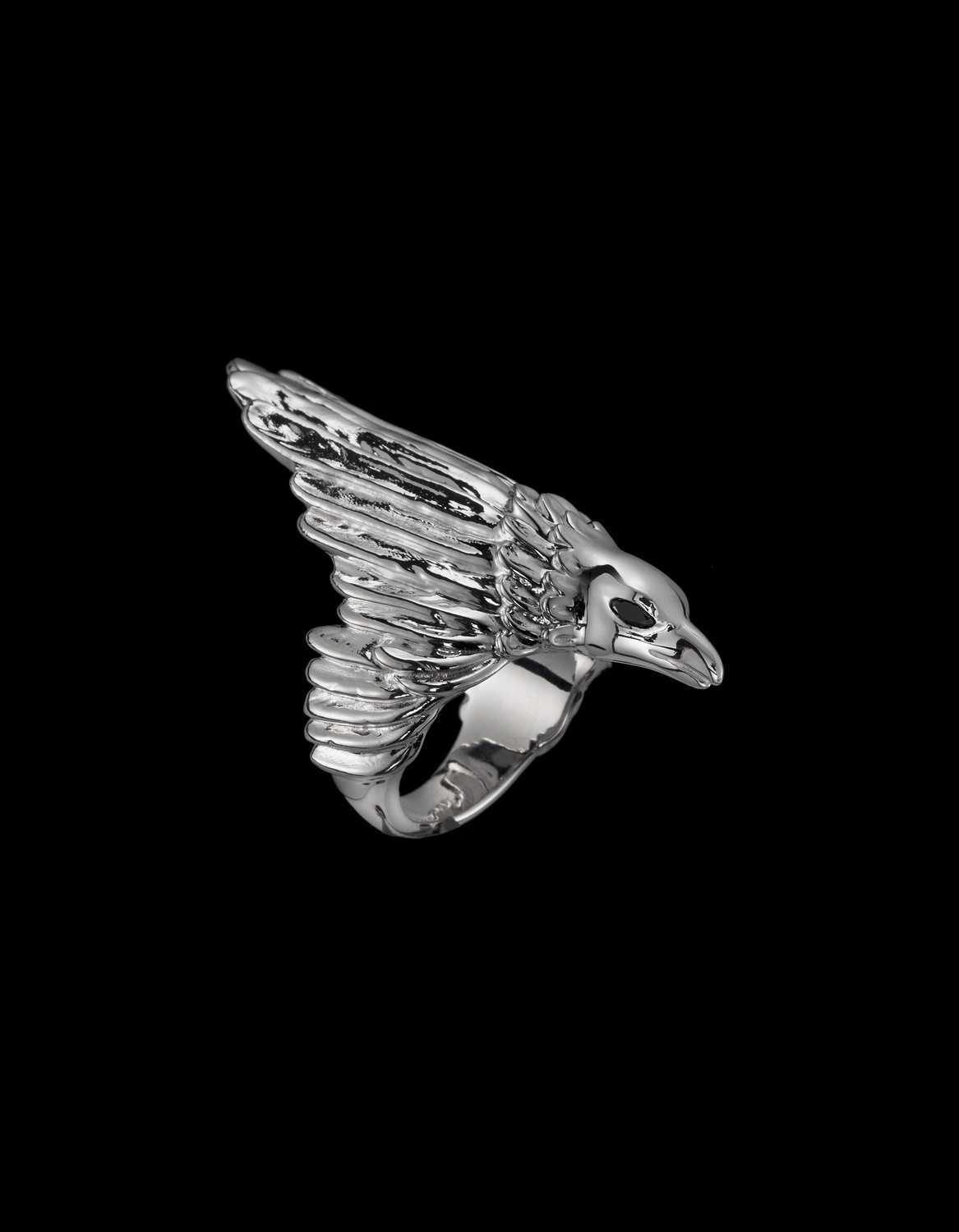 Raven Ring - Bold 925 Sterling Silver with Black Spinel | Maria Nilsdotter